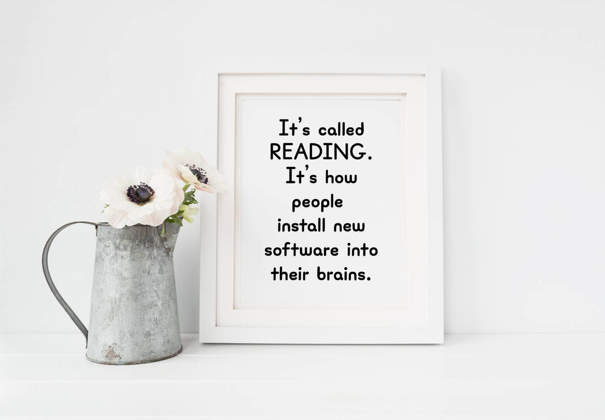 Reading Art Print, Funny Reading Sign, Classroom Sign, Library ...