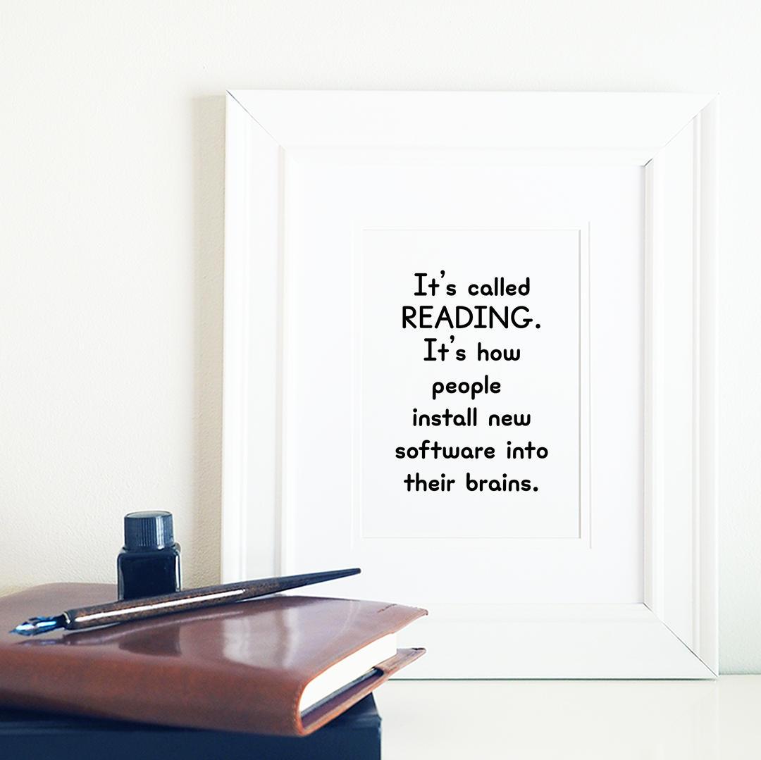 Reading Art Print, Funny Reading Sign, Classroom Sign, Library ...