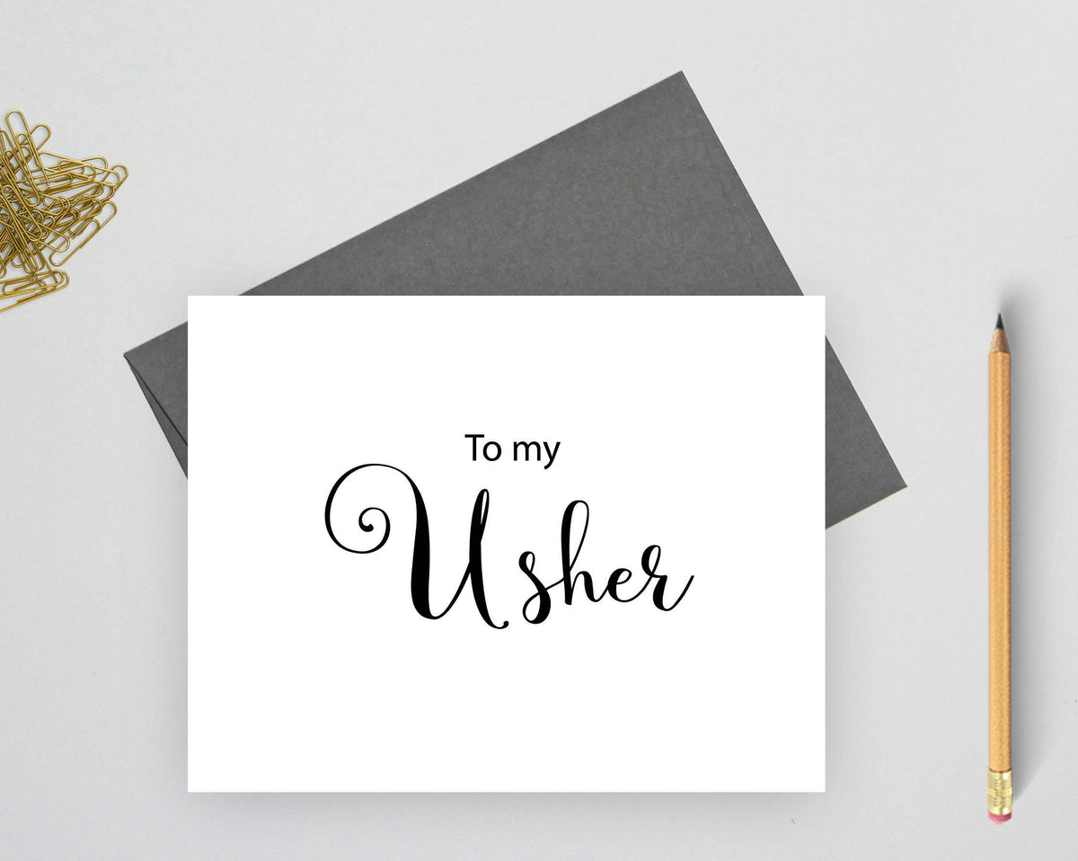 To My Usher Card, Wedding Card, Folded Card, From The Bride – Crafting ...