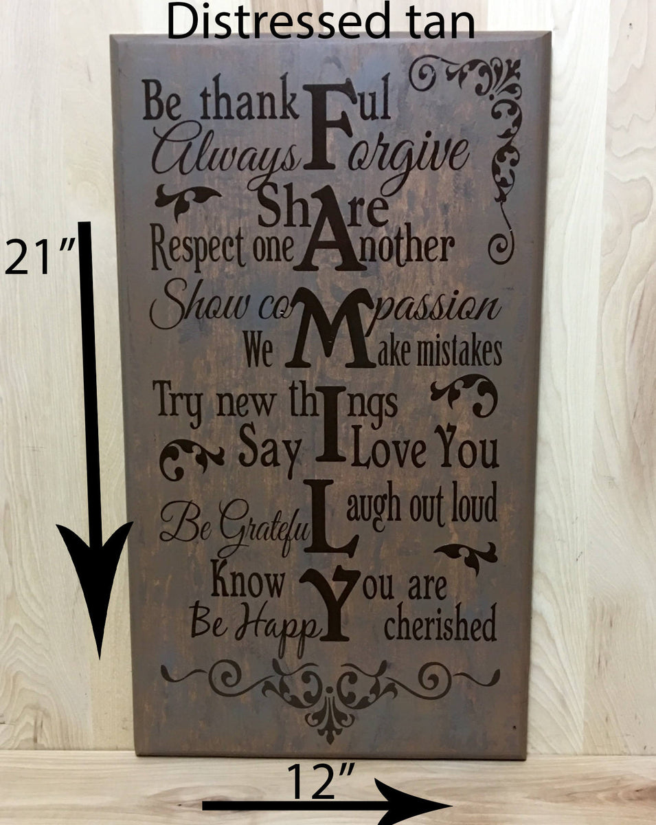 Family Wood Sign, Family Rules Wooden Sign, Decorative Family Sign ...