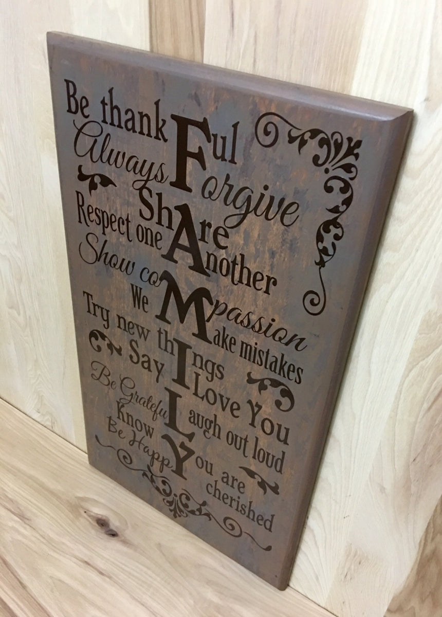Family Wood Sign, Family Rules Wooden Sign, Decorative Family Sign ...